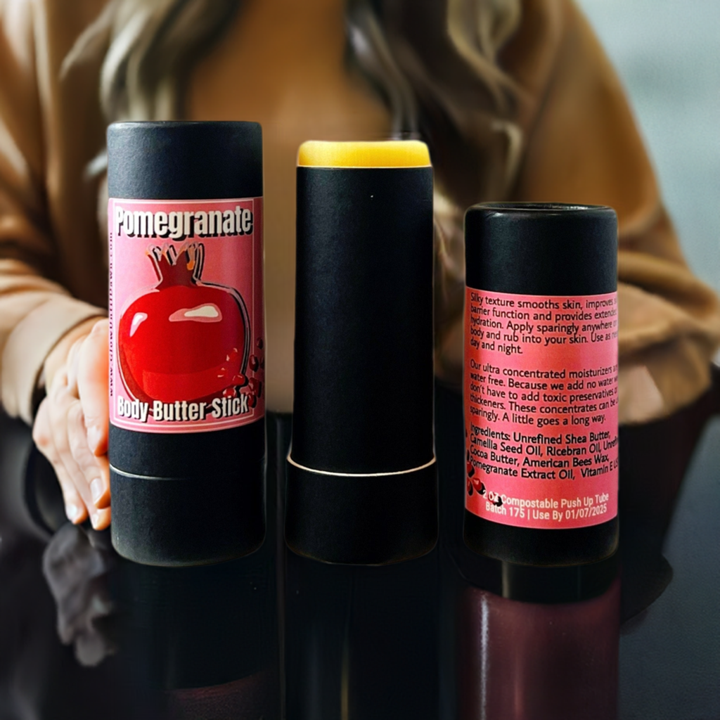 Pomegranate Body Butter Stick - 2 OZ Compostable Push-Up Tube – Glow ...